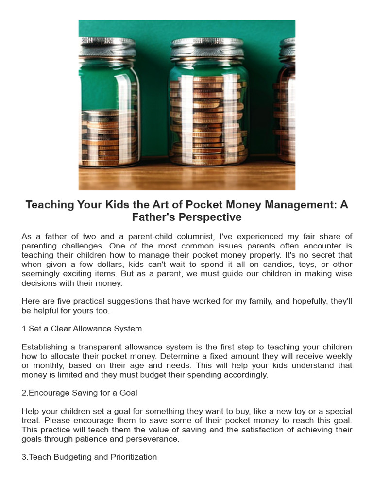 Teaching Your Kids The Art of Pocket Money Management - A Father's ...