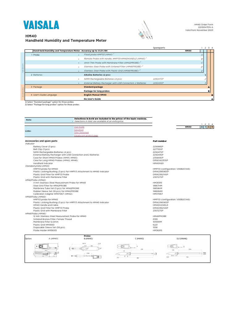 HM40 Order Form G010047EN-A | PDF | Manufactured Goods