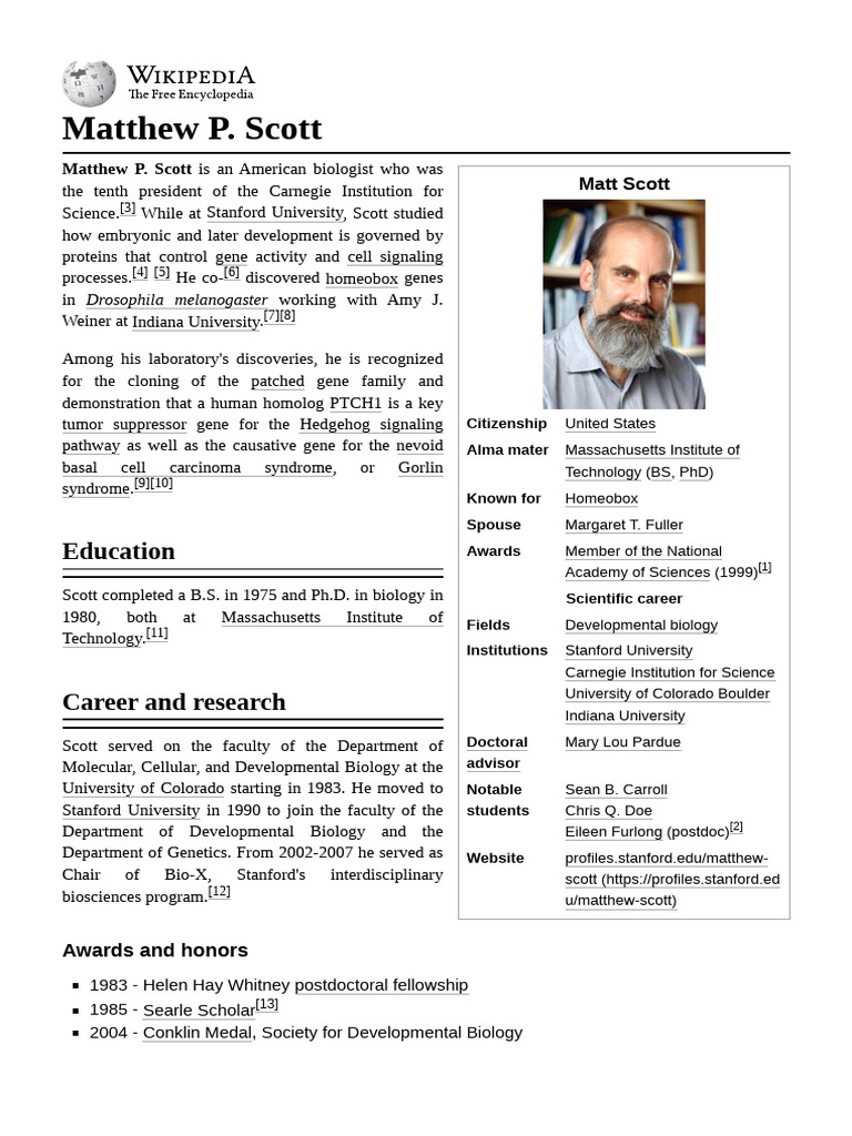 Matthew P. Scott | PDF | Genetics | Cell Biology