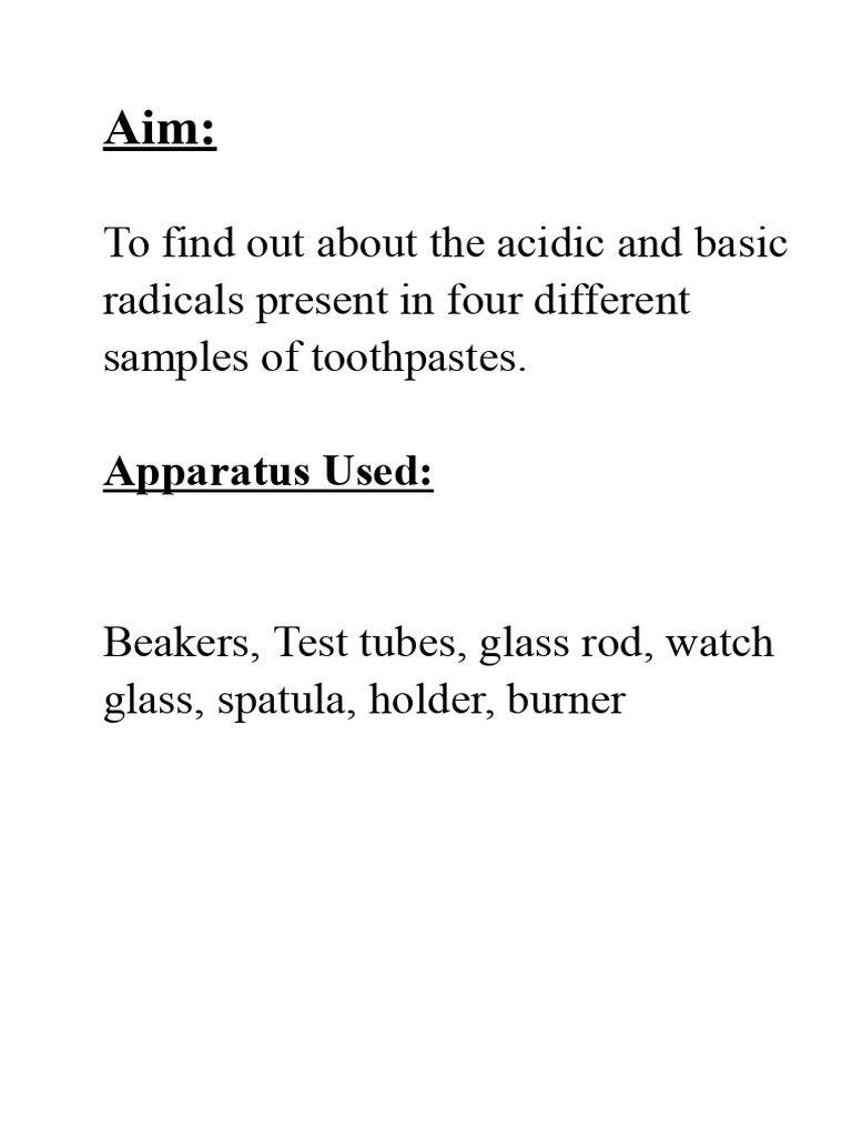 Acid-Base Analysis of Toothpastes | PDF