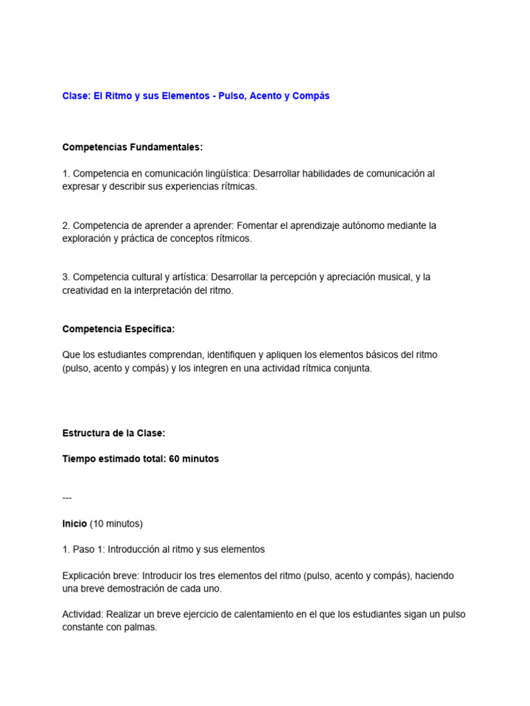 Elementos del Ritmo: Pulso, Acento y Compás | PDF | Ritmo | Aprendizaje