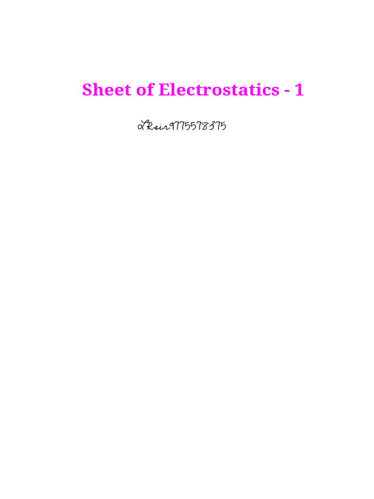 Sheet of Electrostatic 1 | PDF | Force | Electric Field