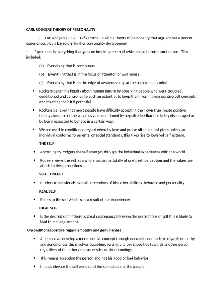 Carl Rodgers Theory of Personality and Eysenks Personality Theory-Dcp Topic 51 | PDF ...