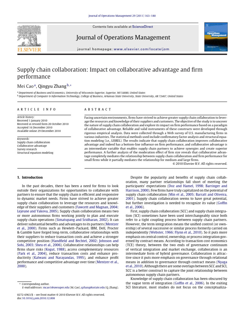 Supply Chain Collaboration Impact On Col | PDF | Supply Chain | Business