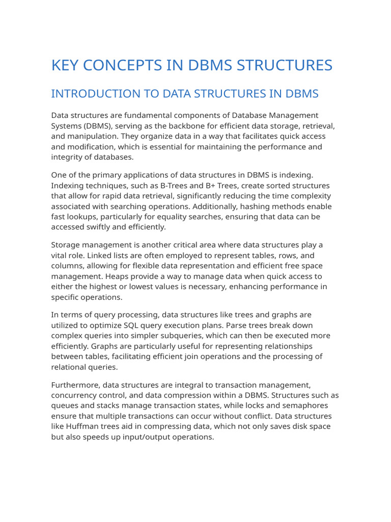 Key Concepts in DBMS Structures | PDF | Database Index | Databases