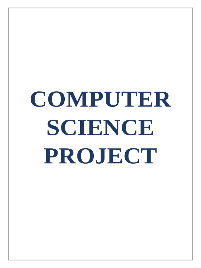 Computer Science Project | PDF