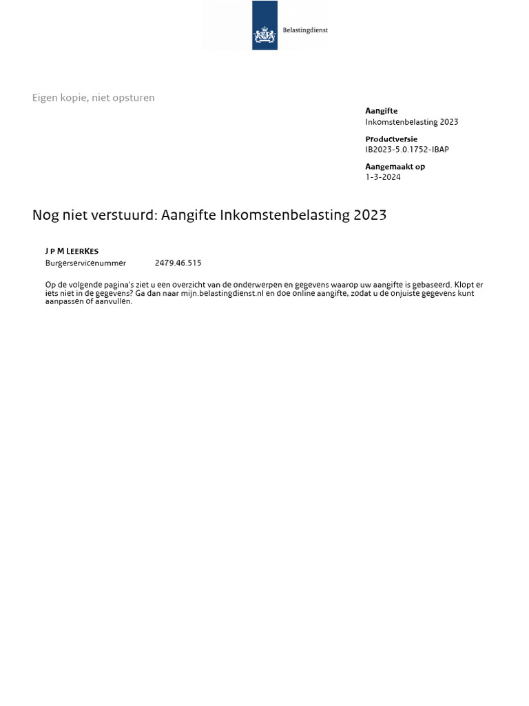 Aangifte IB2023 | PDF