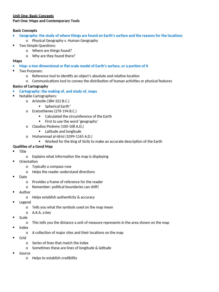 Unit 1-1 AP Human Geography Notes | PDF | Map | Geography
