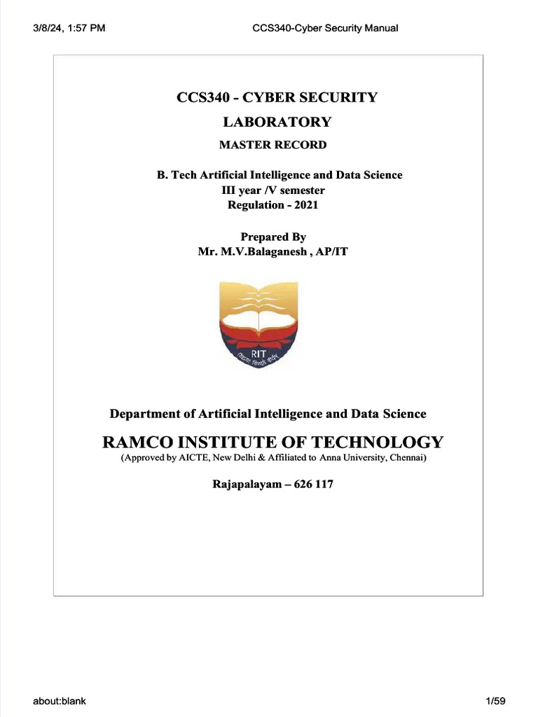 Cybersecurity Manual for AI Students | PDF | Engineering | Secure Shell