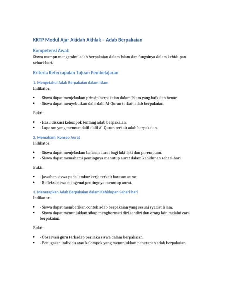 KKTP_Modul_Akidah_Akhlak_Adab_Berpakaian | PDF