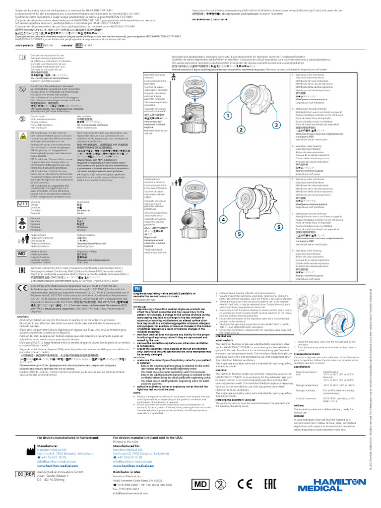 HAMILTON-C1T1MR1-expiratory-valve Ifu en de FR It Es PT ZH Ja Ru TR ...