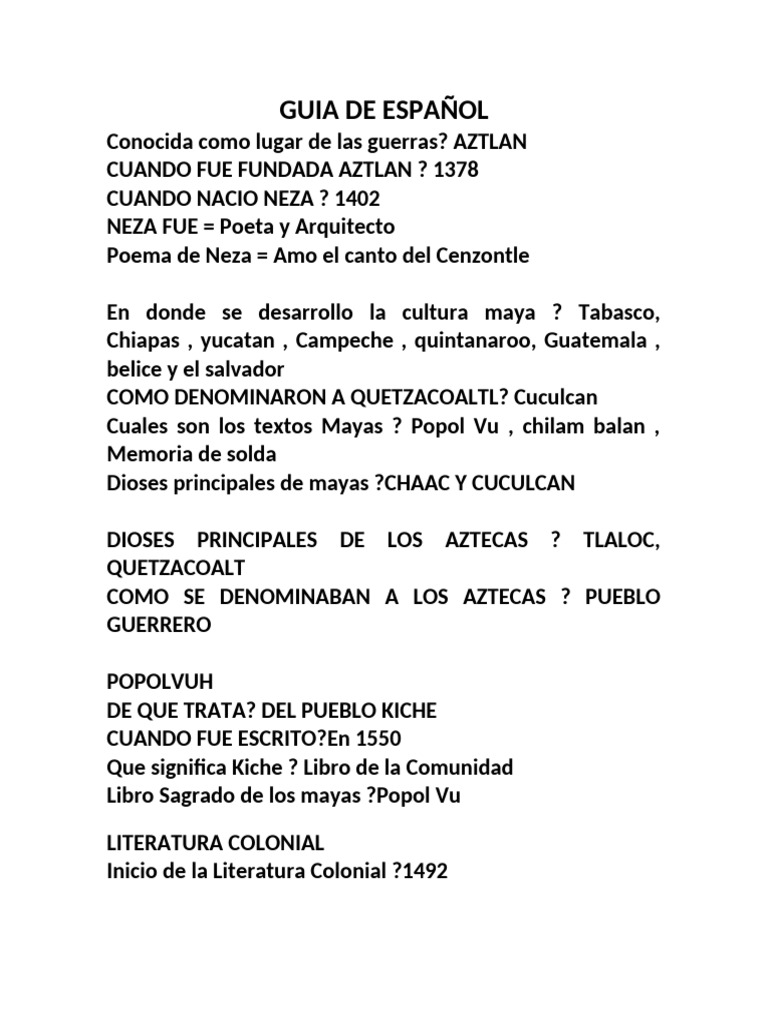 Guia de Español | PDF