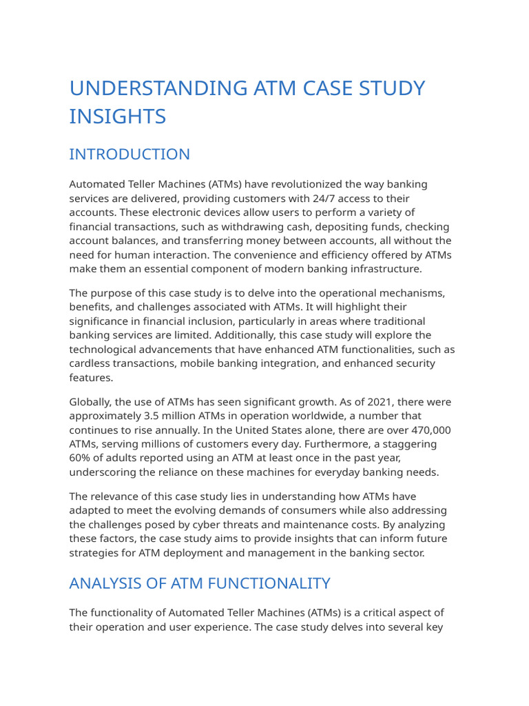Understanding ATM Case Study Insights | PDF | Automated Teller Machine ...