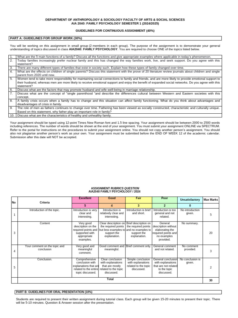 2024 - Aia 2040 Guidelines For Continuous Assignment | PDF | Family ...
