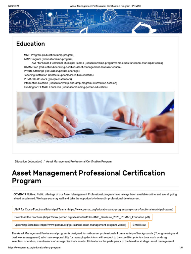 Asset Management Professional Certification Program - PEMAC | PDF