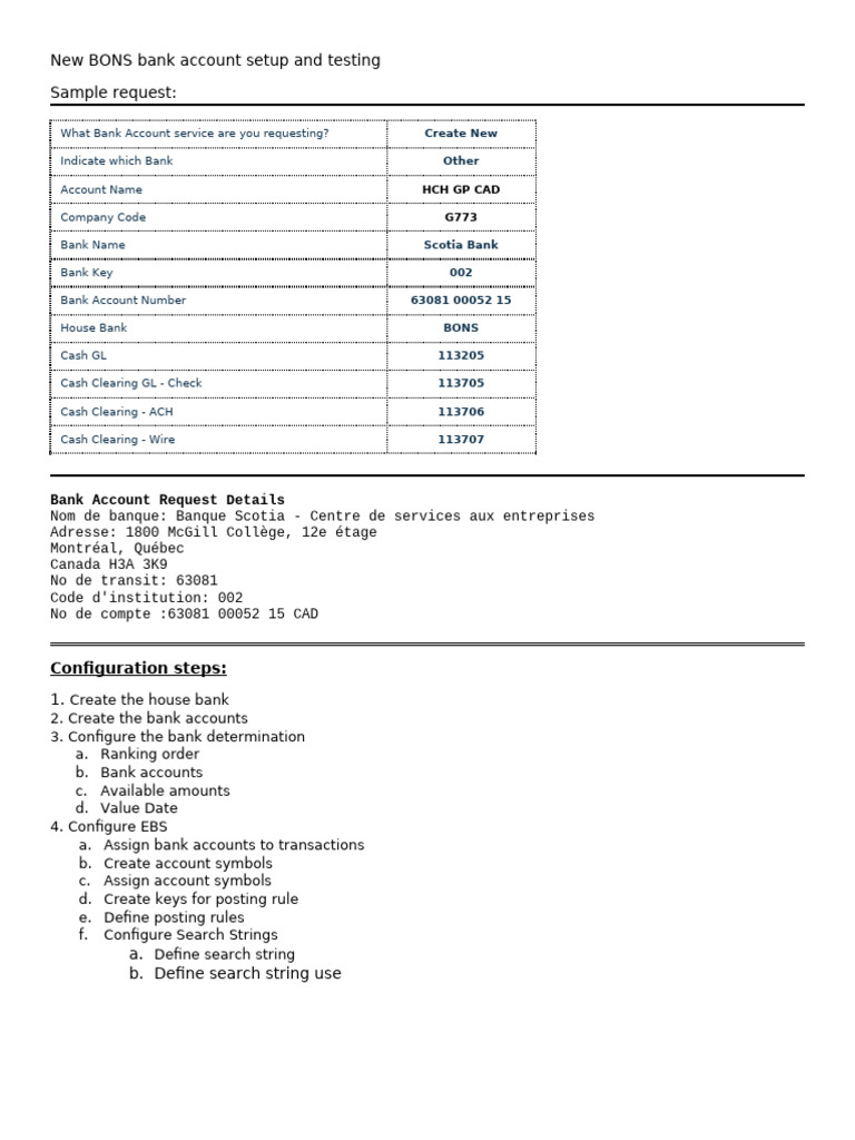 New BONS Bank Account Setup | PDF | Banks | Money