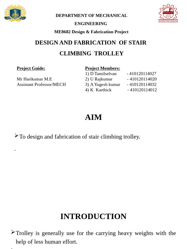 Stair Climbing Trolley Design | PDF | Pipe (Fluid Conveyance) | Welding