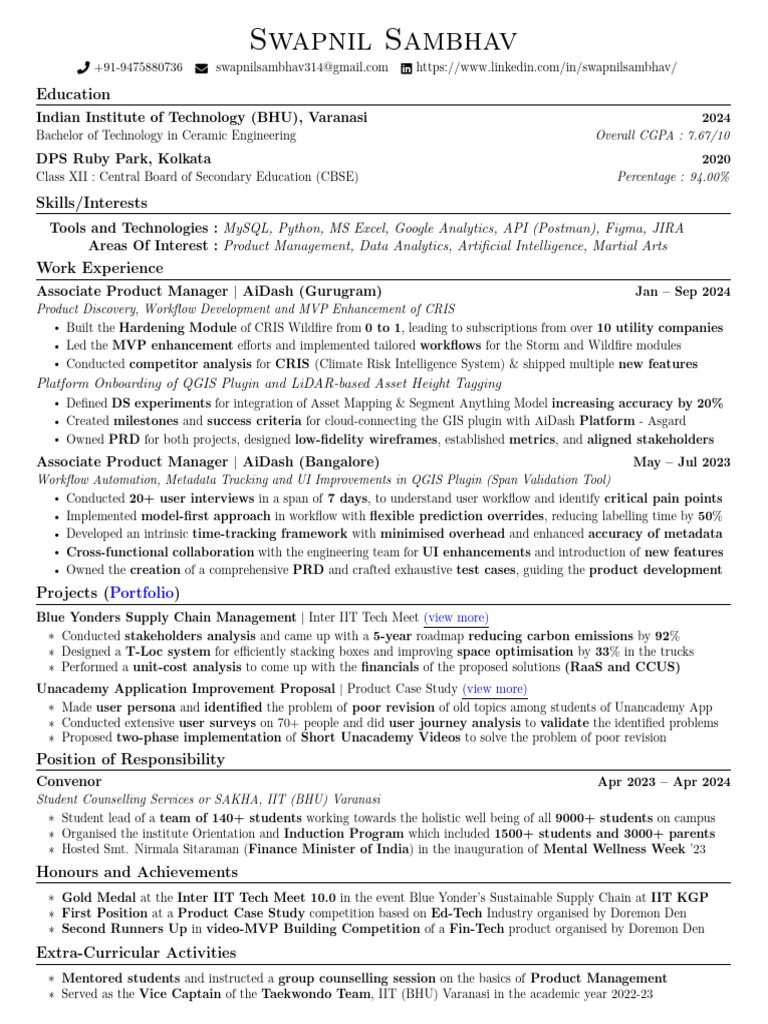 Swapnil_Sambhav_Resume | PDF | Computing