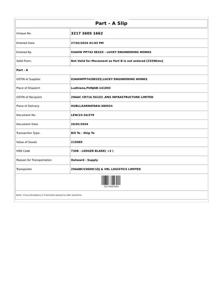 GST Invoice Slip for Lucky Engineering | PDF