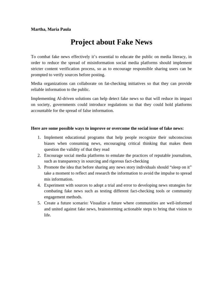 Media Literacy to Combat Fake News | PDF