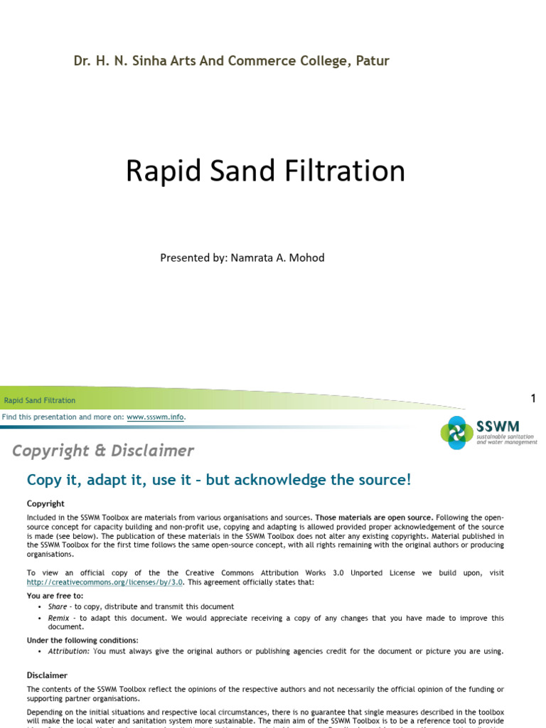 Final PPT Rapid Sand Filtration | PDF | Water Purification | Filtration