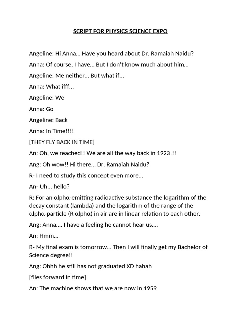 Script For Physics Science Expo | PDF | Medical Physics | Medicine