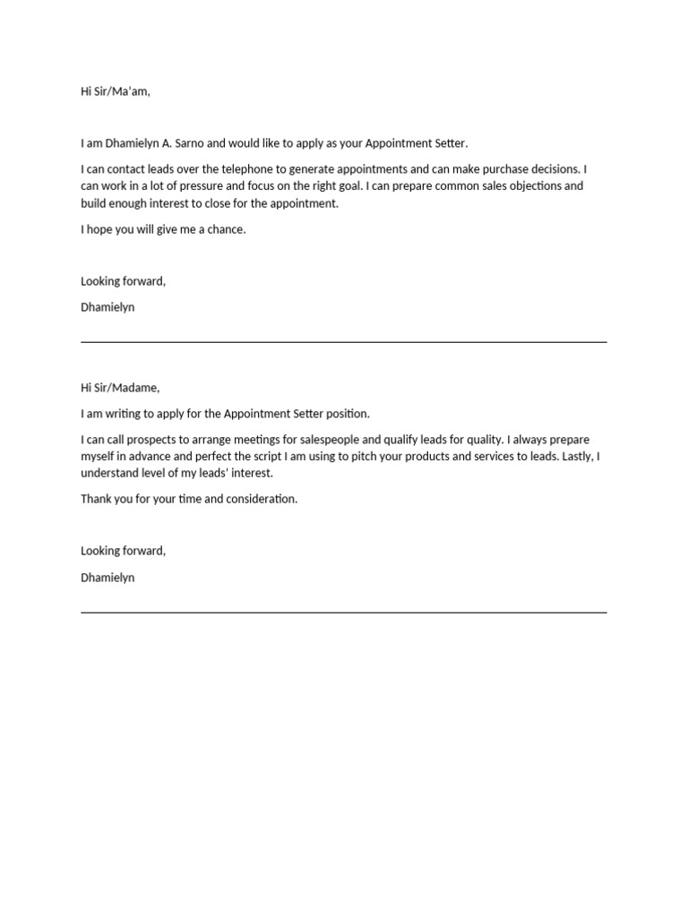 Appointment Setter Application | PDF