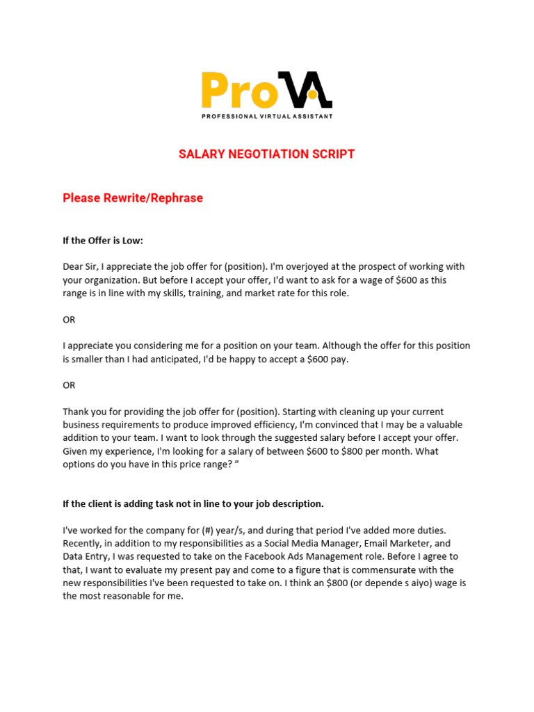 Salary Negotiation Script | PDF