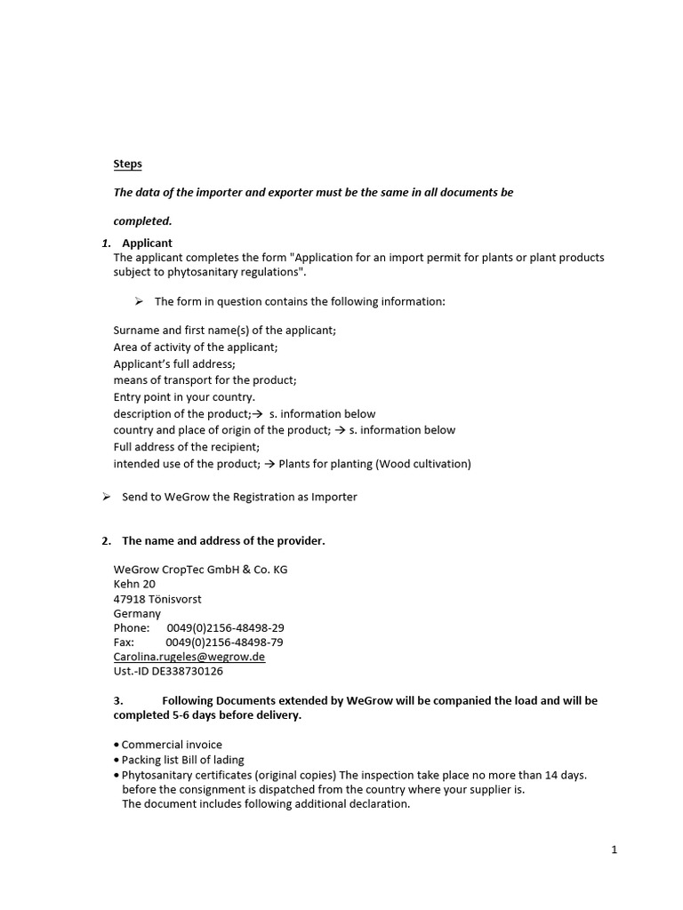 Information For Import Permit | PDF | Botany | Plants