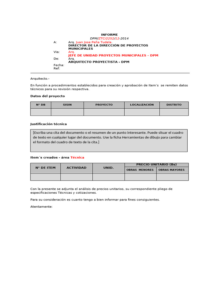 FORMATO DE INFORME APUS NUEVOS | PDF