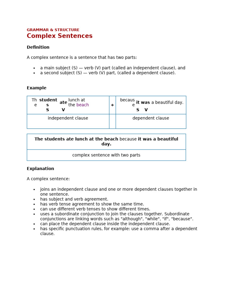 Complex Sentences | PDF