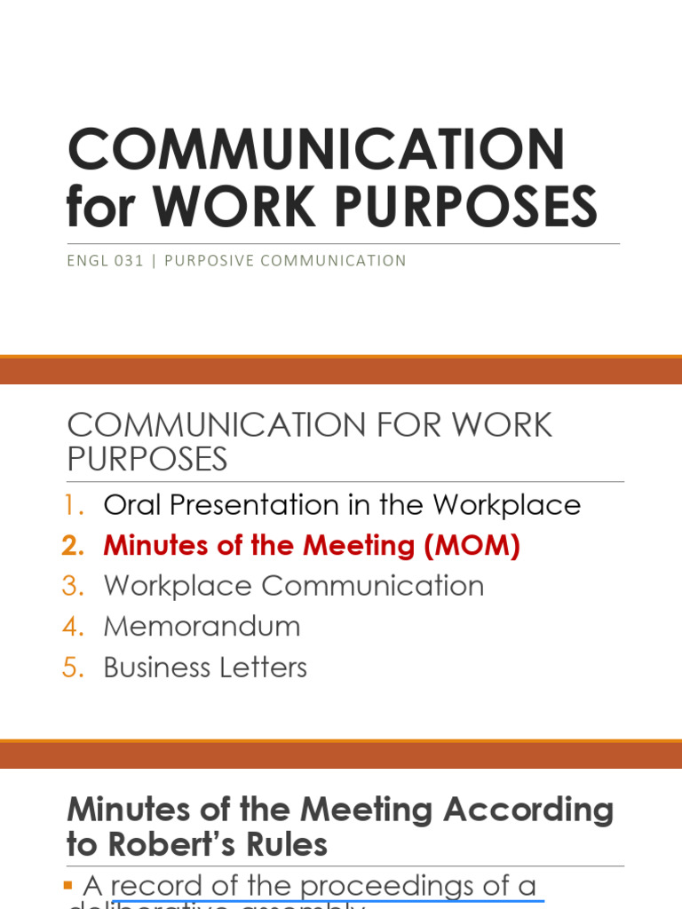 Communication For Work Purposes - Minutes of The Meeting-1 | PDF ...