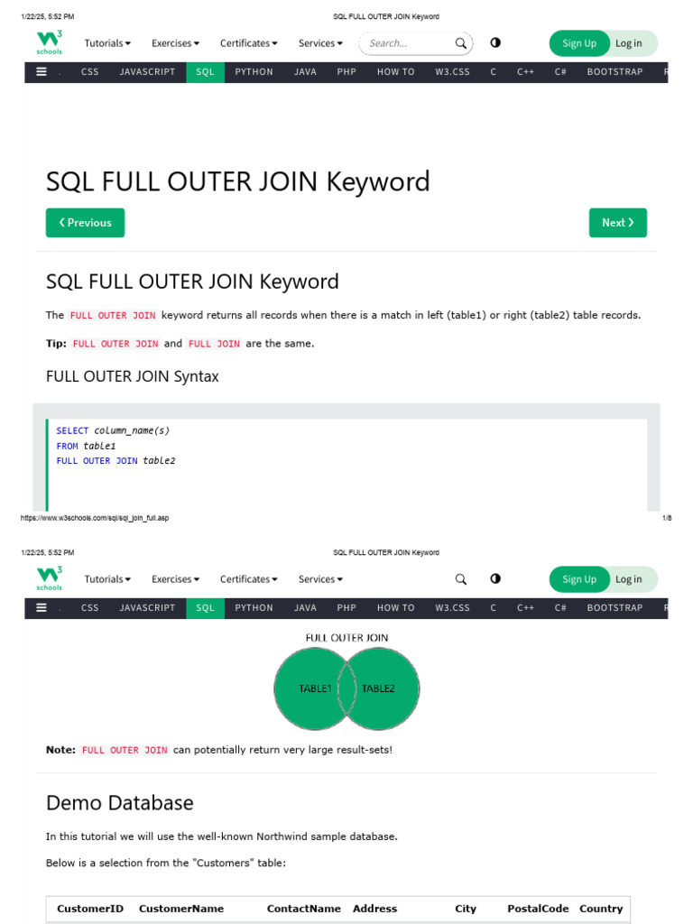 SQL FULL OUTER JOIN Keyword | PDF | Bootstrap (Front End Framework ... SQL FULL OUTER JOIN Keyword | PDF | Bootstrap (Front End Framework ...