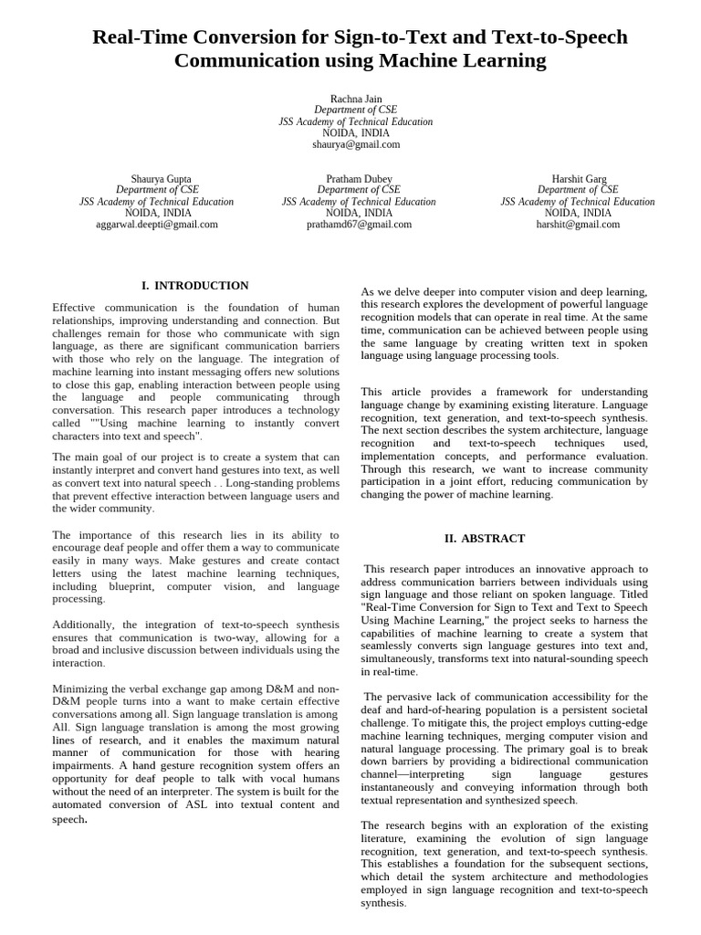 Real-Time Conversion For Sign-to-Text and Text-to-Speech Communication ...