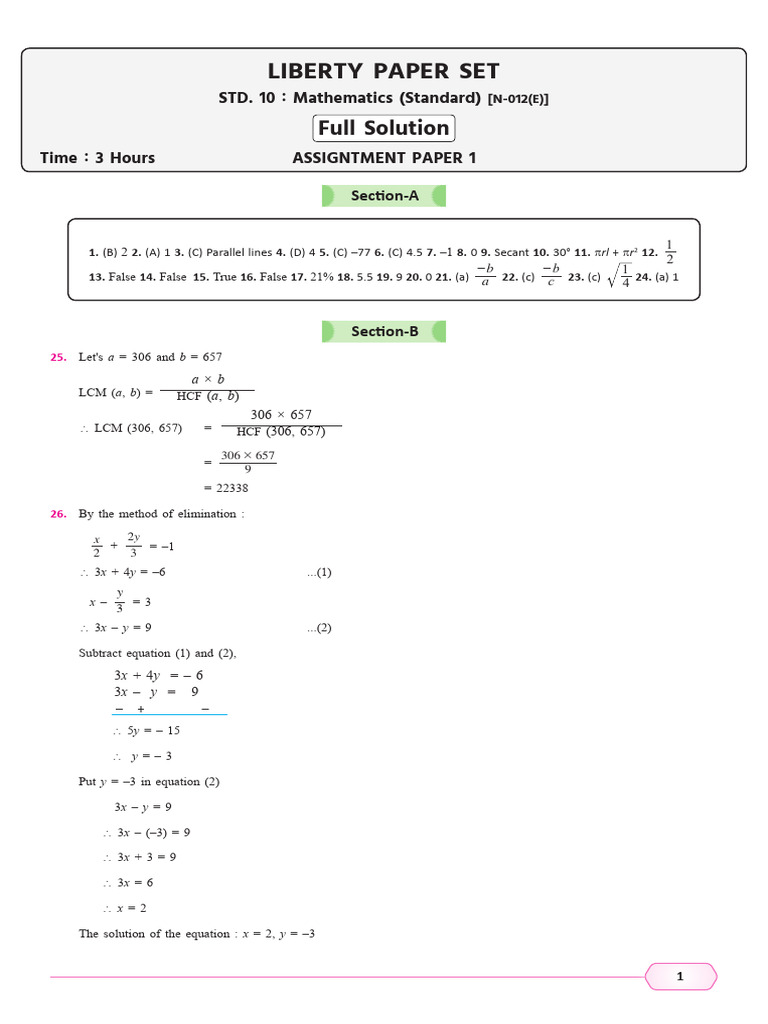 Grade 9 Maths Assignment Solutions | PDF | Volume | Speed