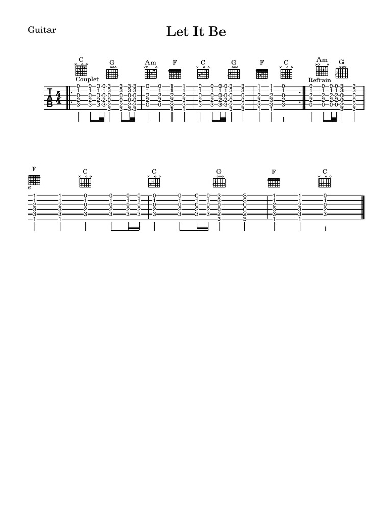 Guitar Chords for "Let It Be" | PDF