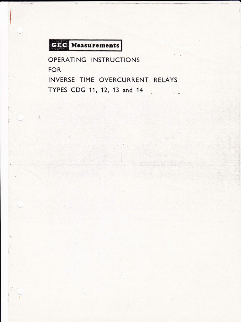 Operating Instructions For Inverse Time Overcurrent Relays | PDF ...