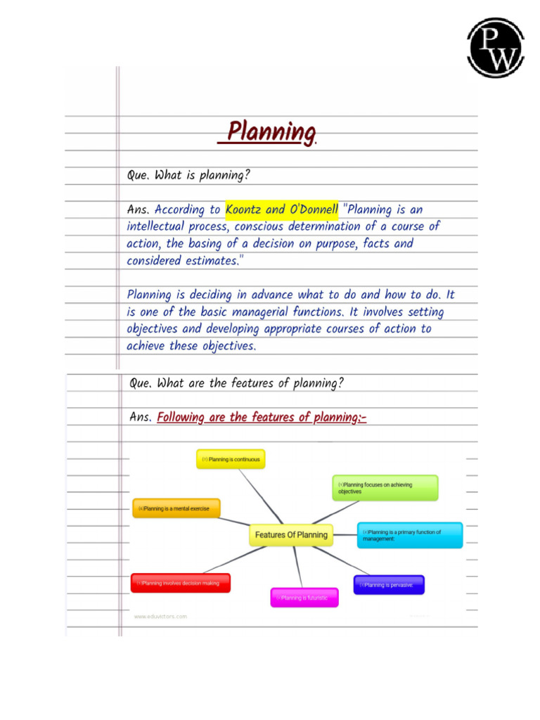 Planning - Handwritten Notes - (Kautilya) | PDF