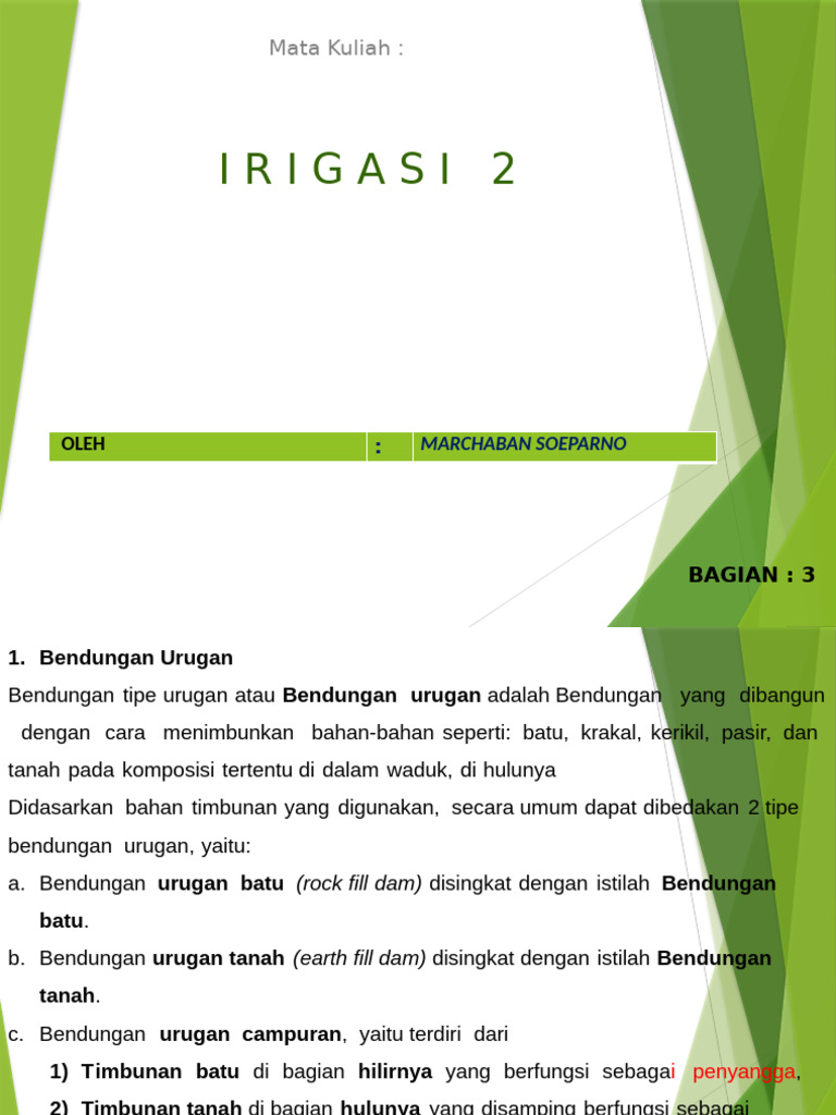 Klasifikasi dan Karakteristik Bendungan Urugan | PDF