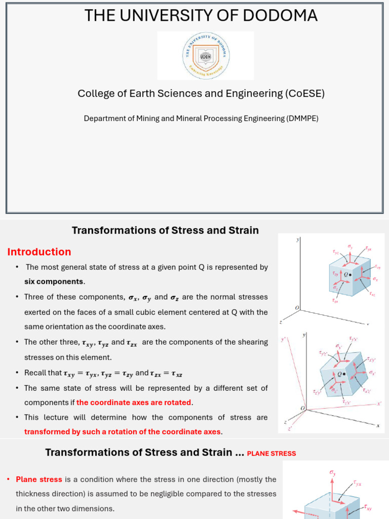 Lecture 6 - Transformations of Stress and Strain | PDF | Stress (Mechanics) | Rotation