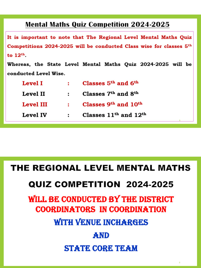 For Regional Level MMQC 2024-2025 | PDF