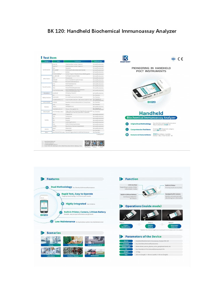 BK 120 Handheld Biochemical Immunoassay Analyzer | PDF