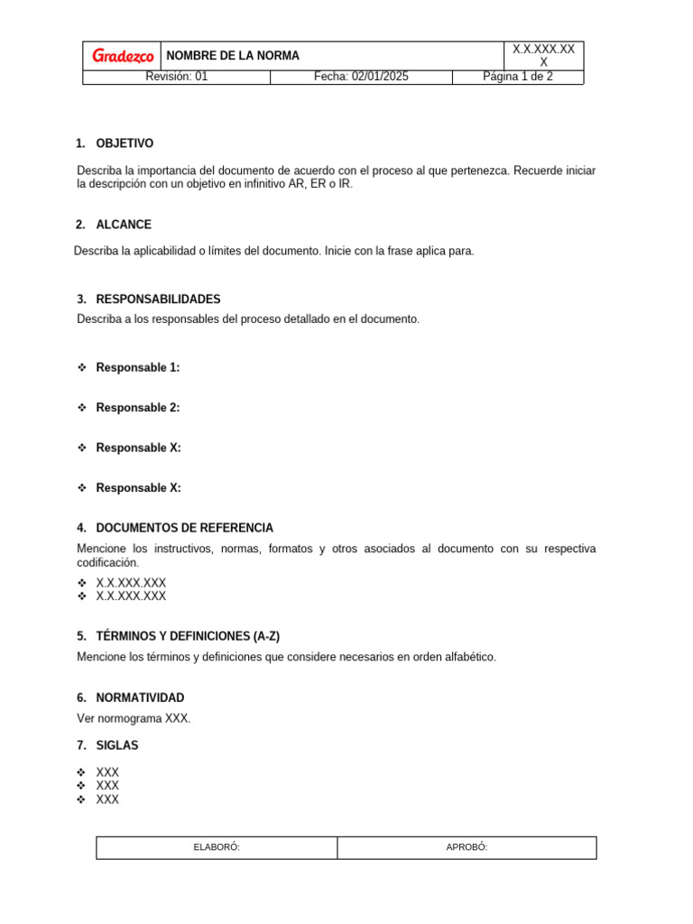 Plantilla de Normas GDZ | PDF