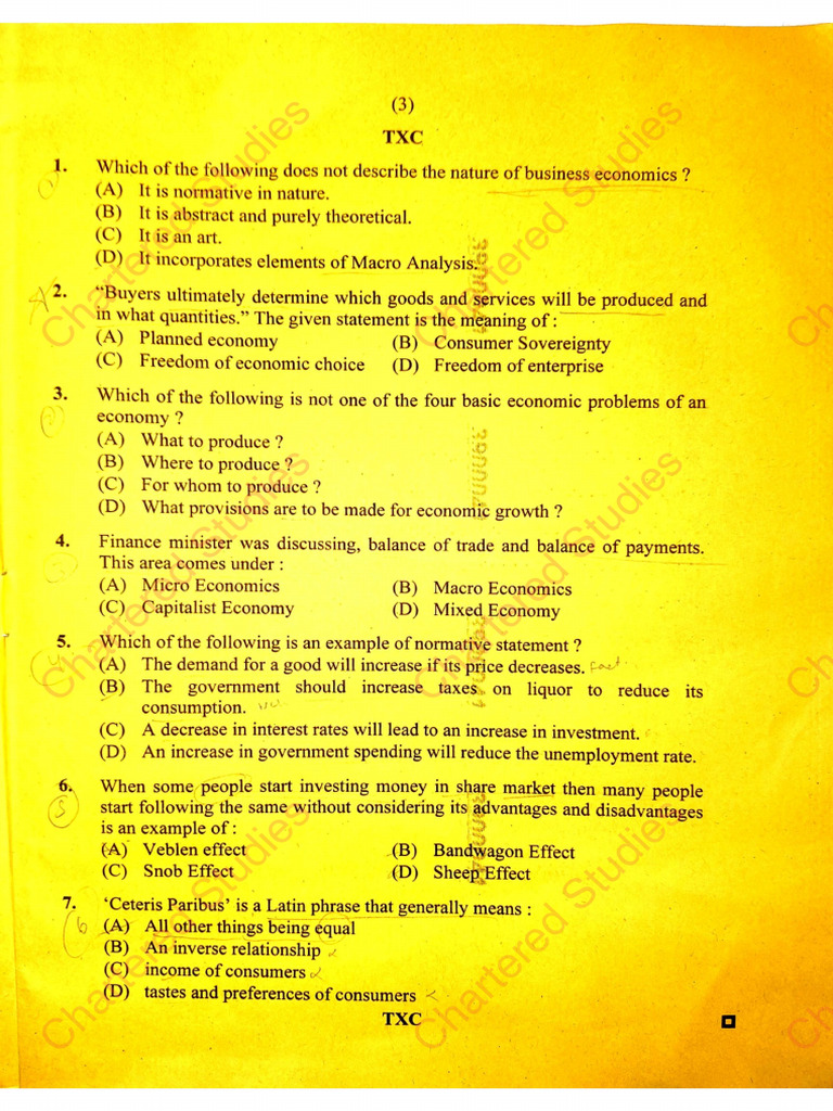 Ca Foundation Business Economics Jan 25 Question Paper | PDF