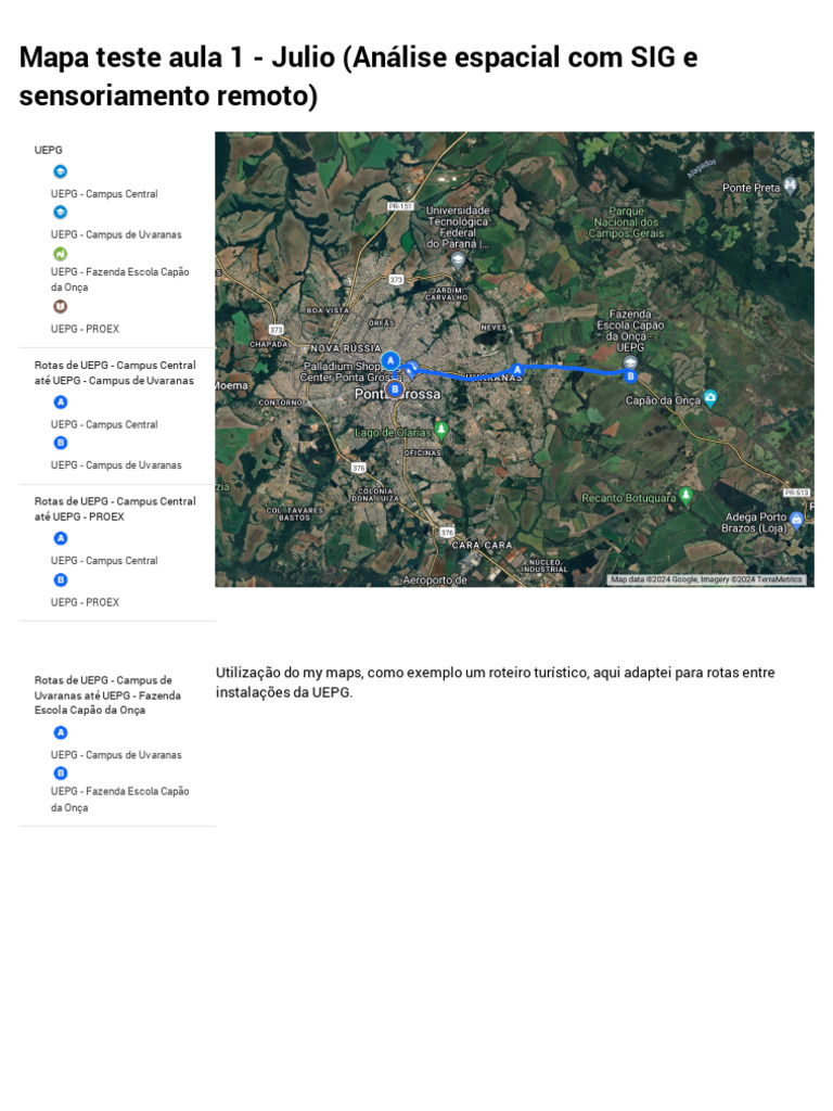Rotas UEPG: Mapa e Análise Espacial | PDF