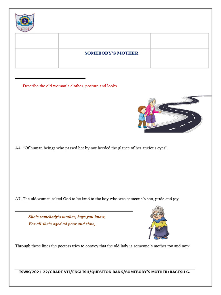 8739072 Somebody's Mother Answer Key Ragesh g | PDF