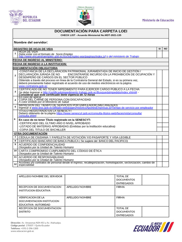 Chek List Loei-Documentación | PDF