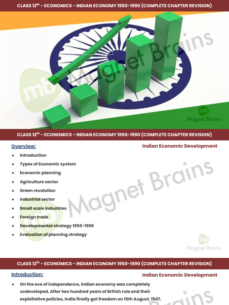 12th - Chapter 2 - Indian Economy 1950-1990 - Full Chapter ...