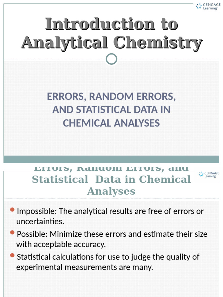 Errors and Statistical Treatment in Chemical Analysis | PDF | Coefficient Of Variation | Normal ...