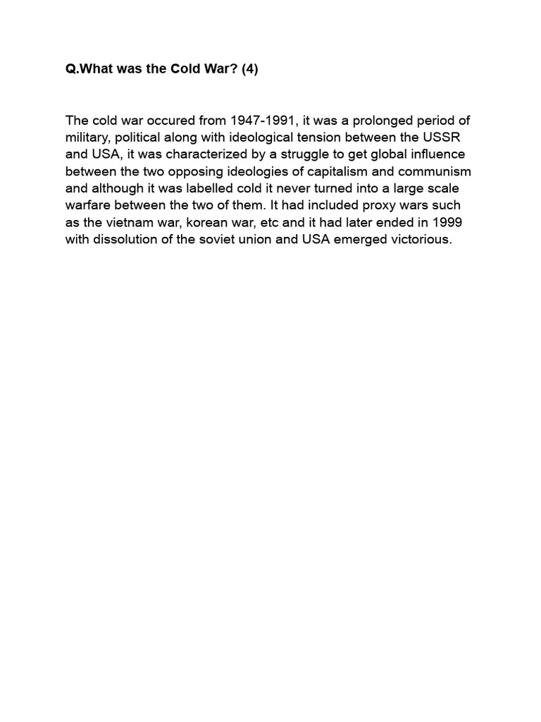 World History Homework. (Cold War) | PDF